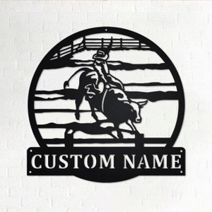Custom Bull Rider Metal Wall Art, Personalized Bull Rider Name Sign ...
