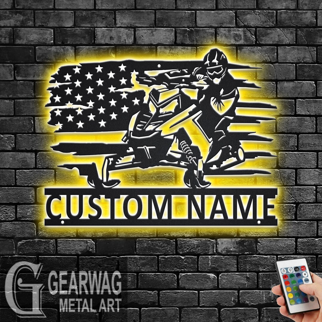 Custom Snowmobile Metal Wall Art With LED: Personalized Rider Name Sign ...