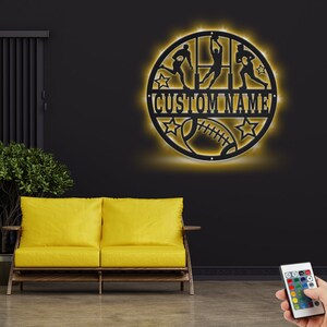 Custom Rugby Metal Wall Art With LED Light, Personalized Rugby Player ...