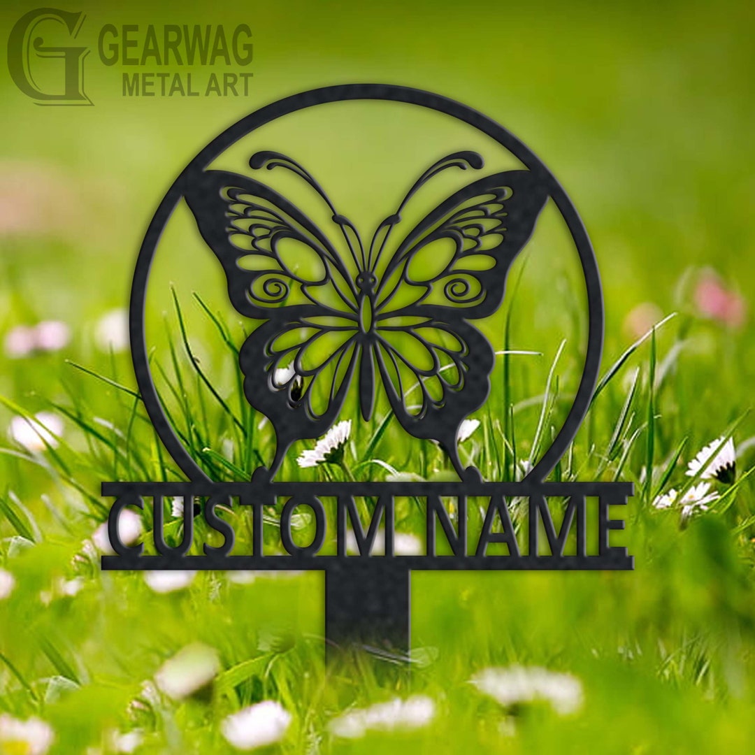 Personalized Butterfly Floral Garden Sign, Metal Yard Art, Custom ...