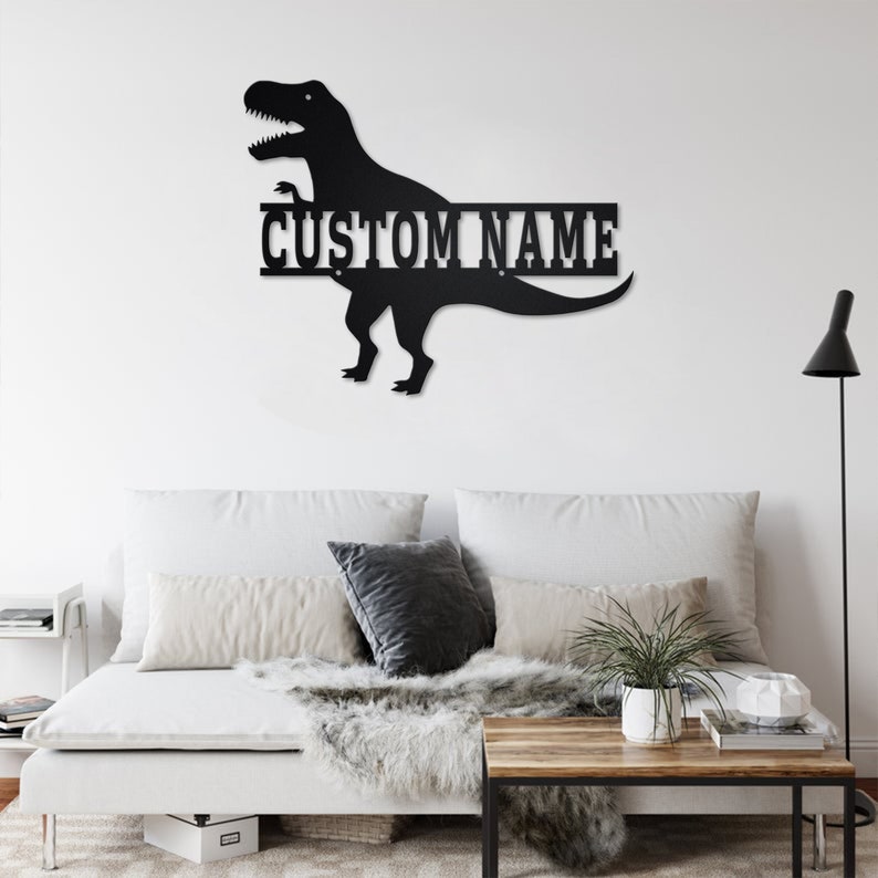 Custom T-rex Dinosaur Metal Wall Art With LED Light - Etsy