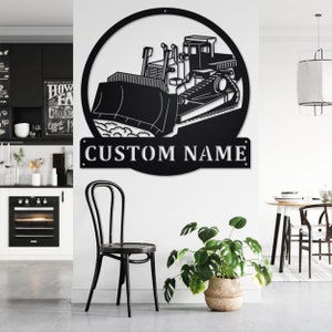 Custom Tractor Dozer Metal Wall Art, Personalized Tractor Dozer Name ...
