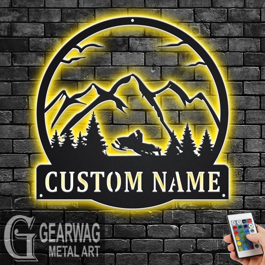 Custom Snowmobile Metal Wall Art With LED Light, Personalized ...