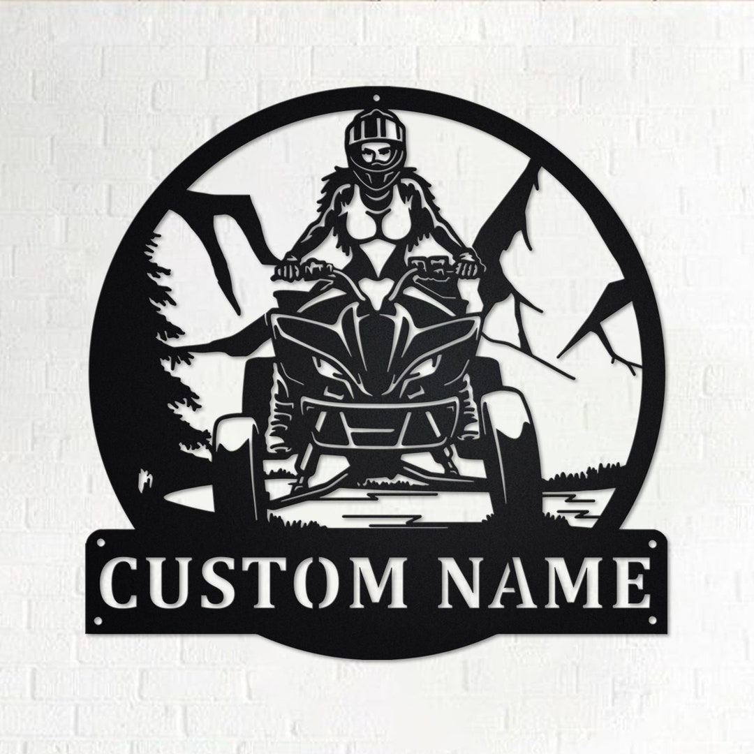 Custom Girl ATV Quad Bike Metal Wall Art, Personalized Girl ATV Name ...