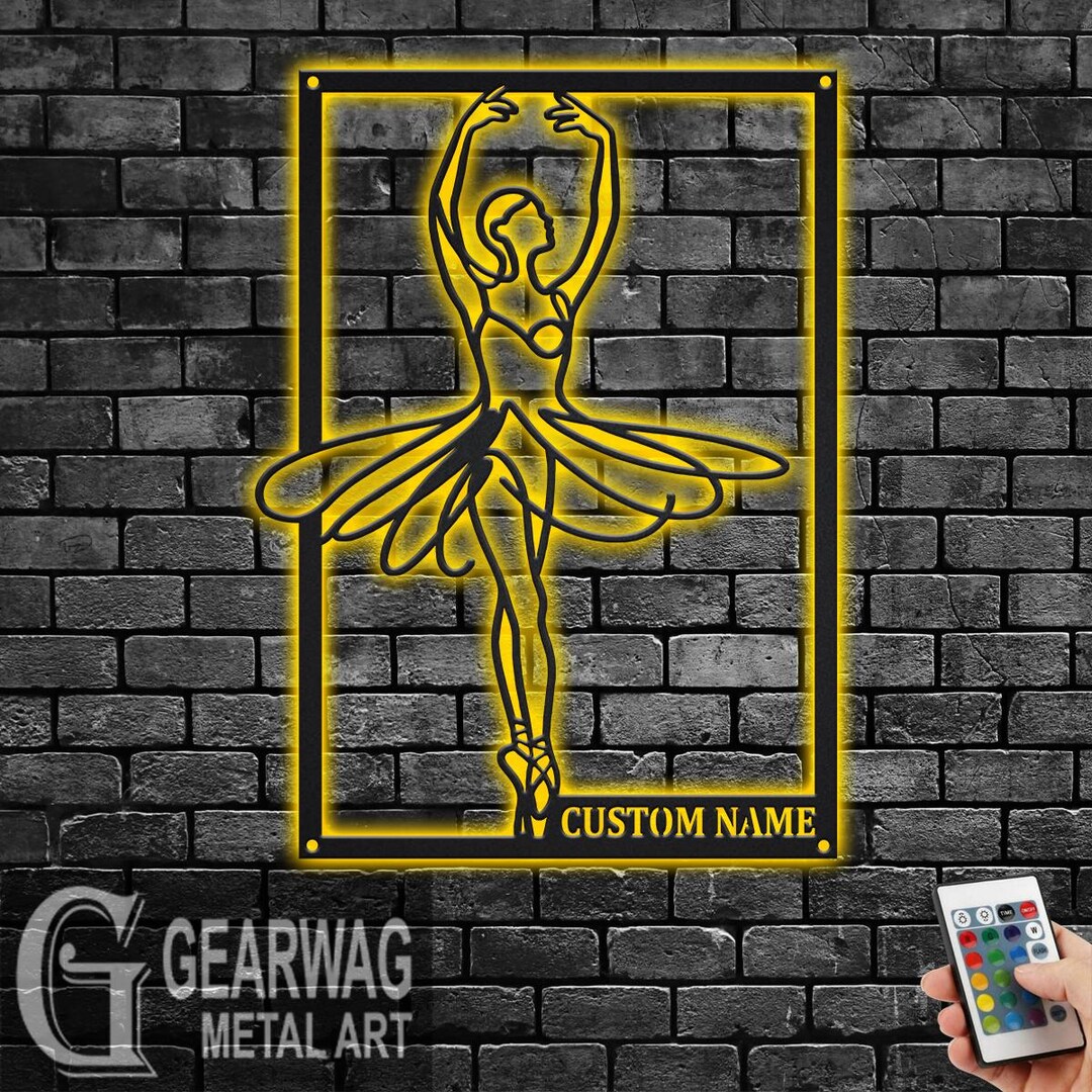 Custom Ballerina Line Art Metal Sign With LED: Personalized Ballet ...