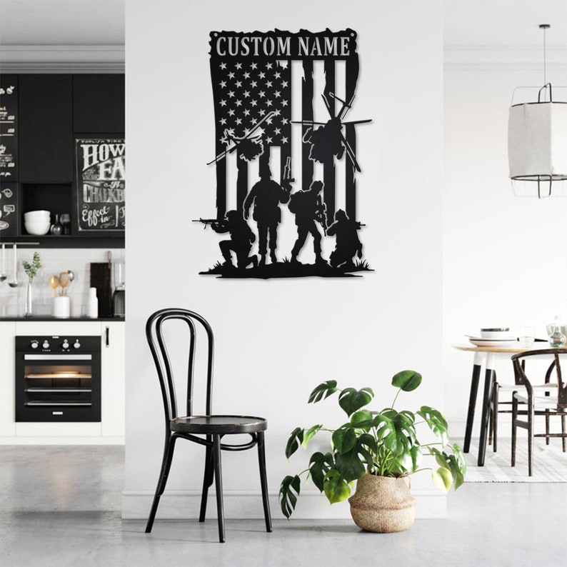 Custom US Military Soldiers Metal Wall Art With LED Light - Etsy