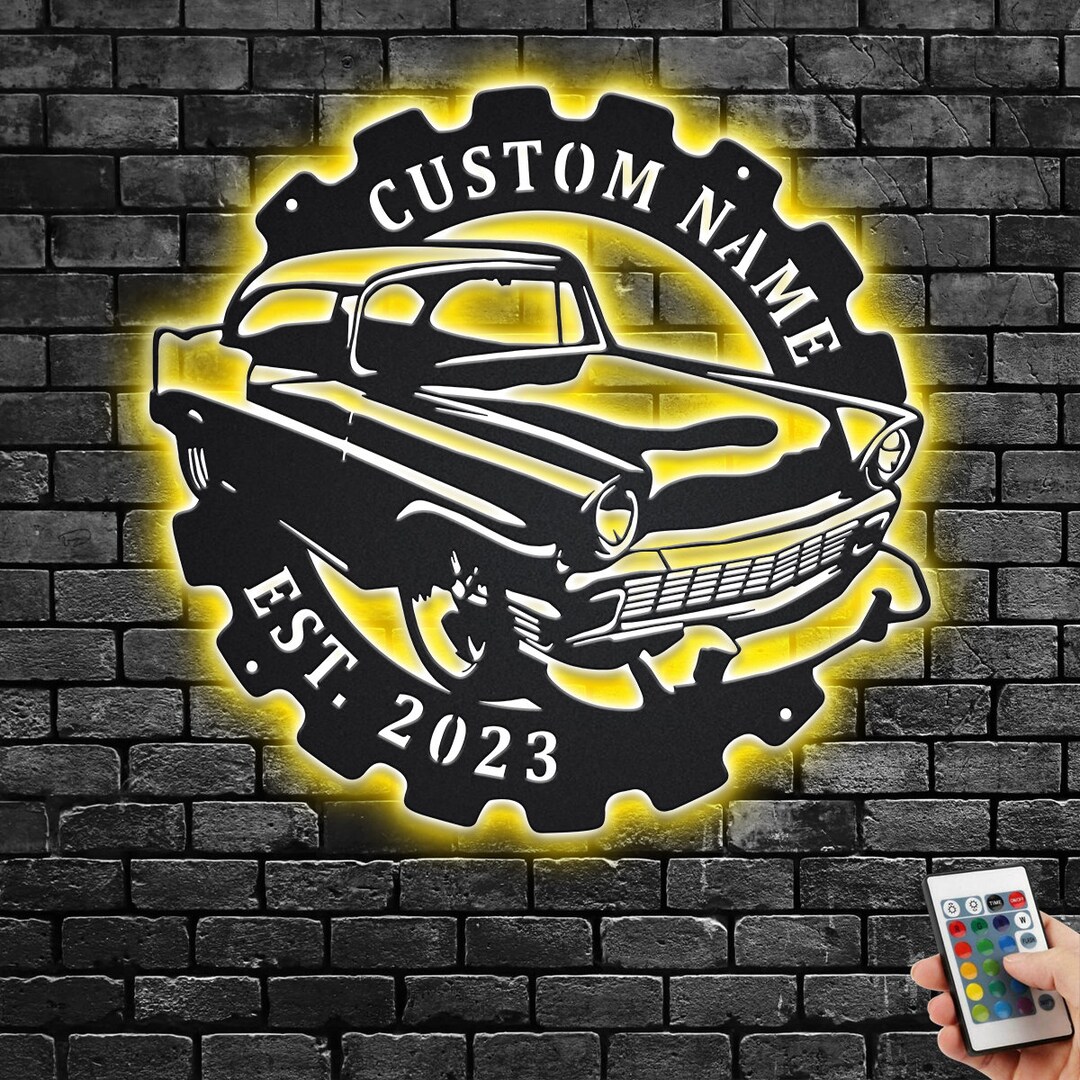 Custom Classic Car Metal LED Sign: Personalized Garage Decor - Etsy