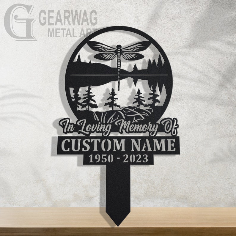 Custom Dragonfly Memorial Stake: Metal Sympathy Sign, Outdoor Grave ...
