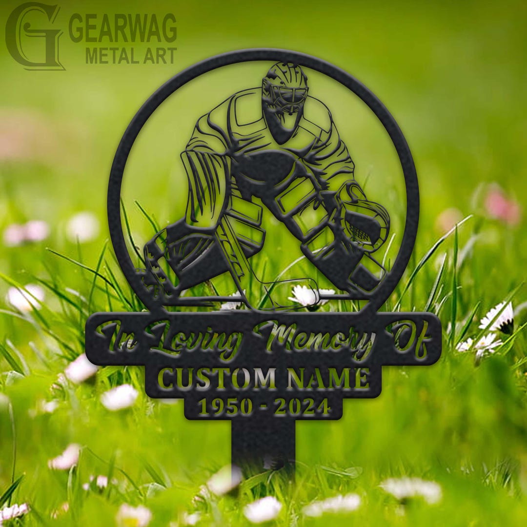 Custom Hockey Goalie Memorial Stake, Metal Stake, Outdoor Decor, in ...