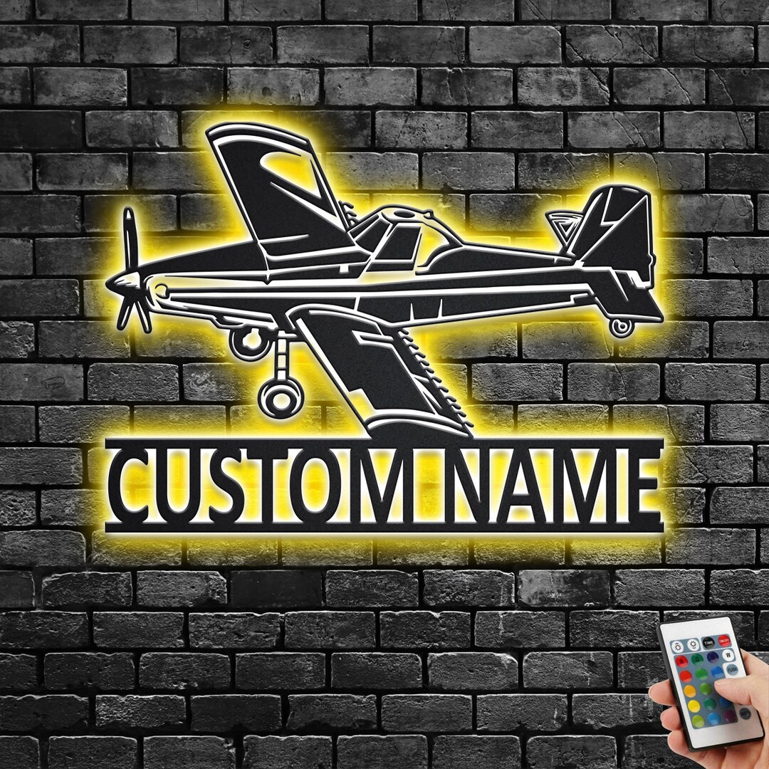 Custom Single Prop Airplane Metal Wall Art With LED Light, Personalized ...
