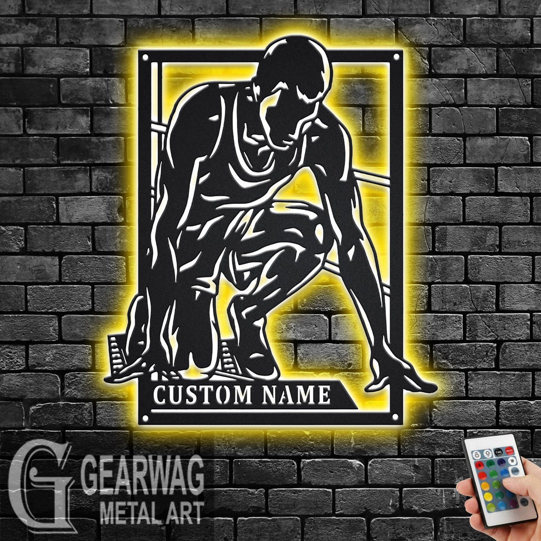 Custom Male Track and Field Signage Metal Sign With LED Light ...