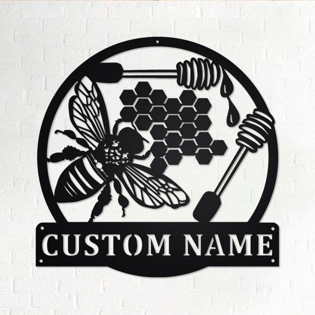 Custom Bee Honeycombs Metal Wall Art, Personalized Bee Honeycombs Name ...