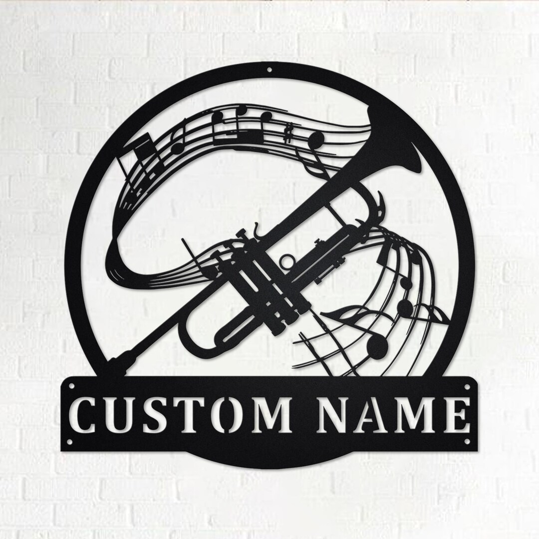 Custom Trumpet Musical Instrument Metal Wall Art, Personalized Trumpet ...