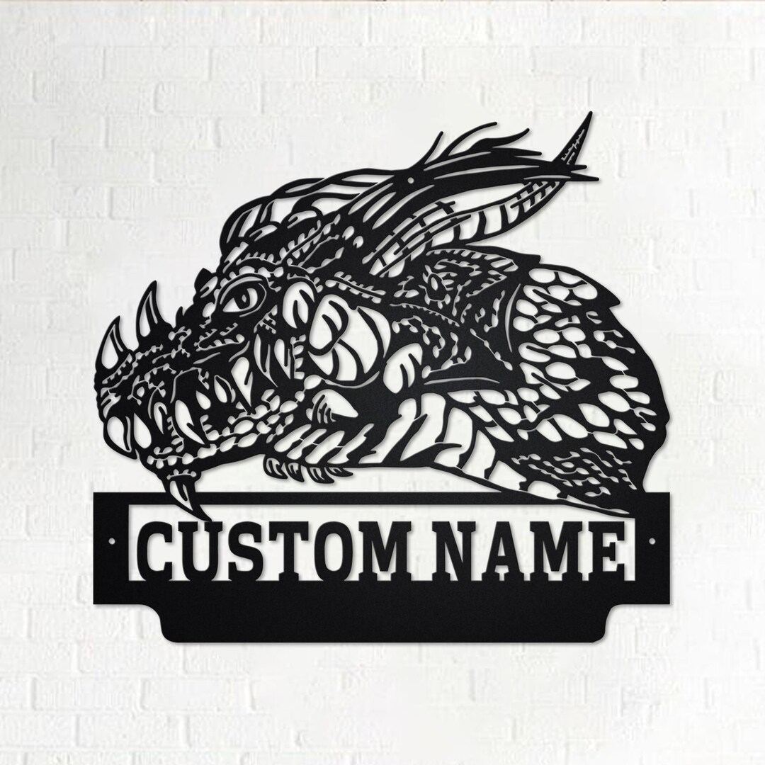 Custom Dragon Head Metal Wall Art: Personalized Name Sign - Etsy