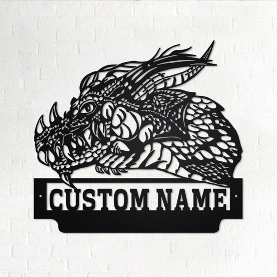 Custom Dragon Head Metal Wall Art Personalized Dragon Name | Etsy