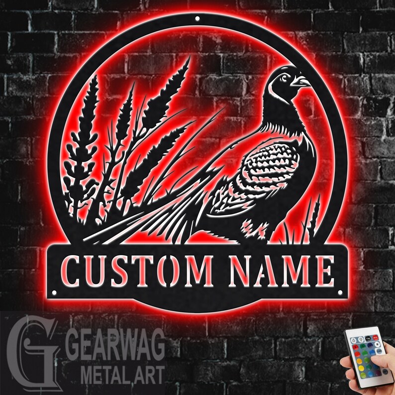 Custom Pheasant Metal Sign With LED: Personalized Room Decor - Etsy
