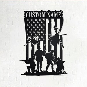 Custom US Military Soldier Metal Wall Art With LED Light - Etsy