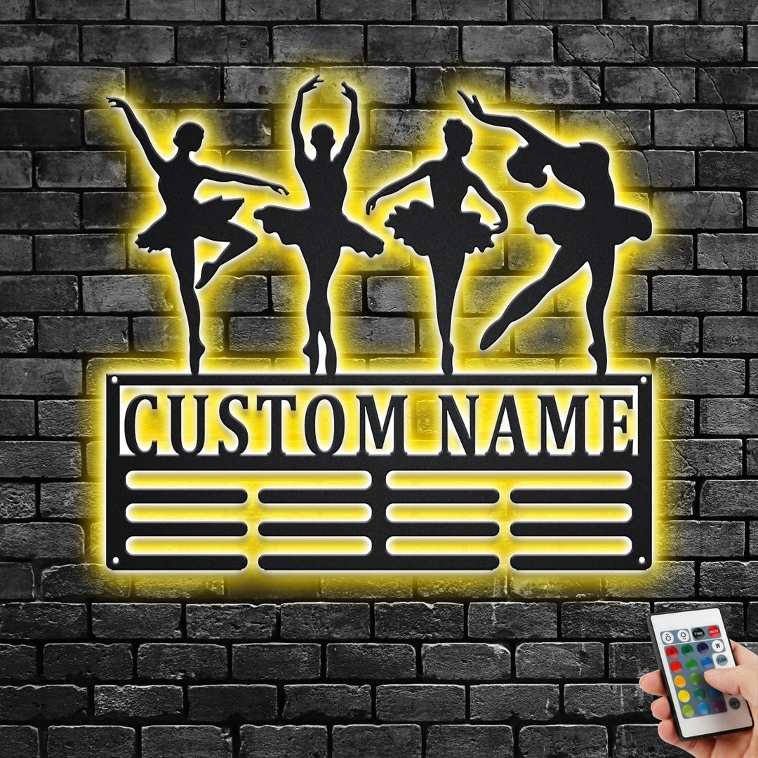 Custom Ballerina Medal Holder LED Light, Personalized Ballet Dancer ...