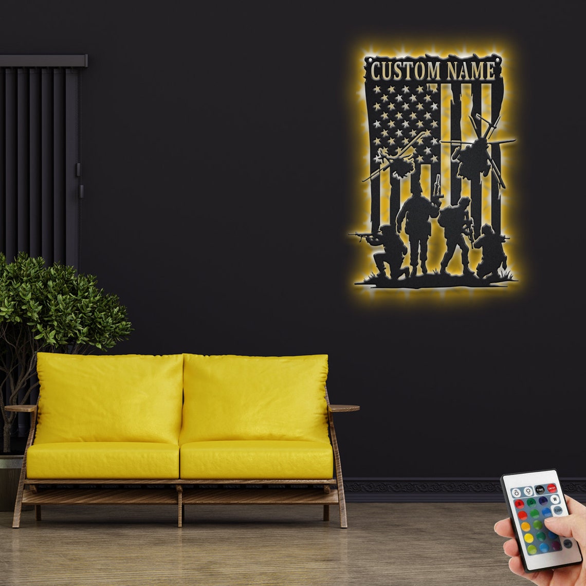 Custom US Military Soldiers Metal Wall Art With LED Light - Etsy