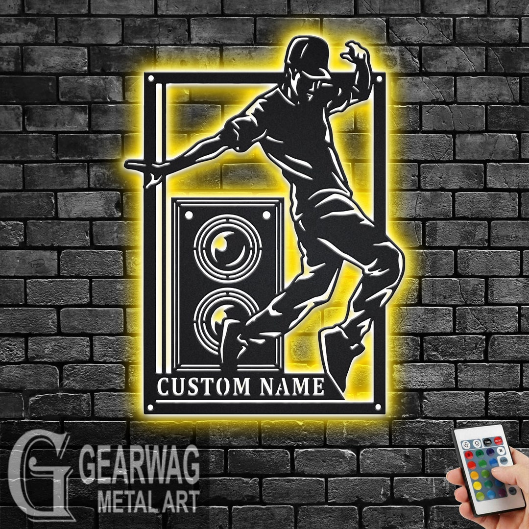 Custom Male Street Dance Signage Metal Wall Art With LED Light ...