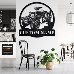 Custom Humvee Metal Wall Art, Personalized Humvee Name Sign Decoration ...