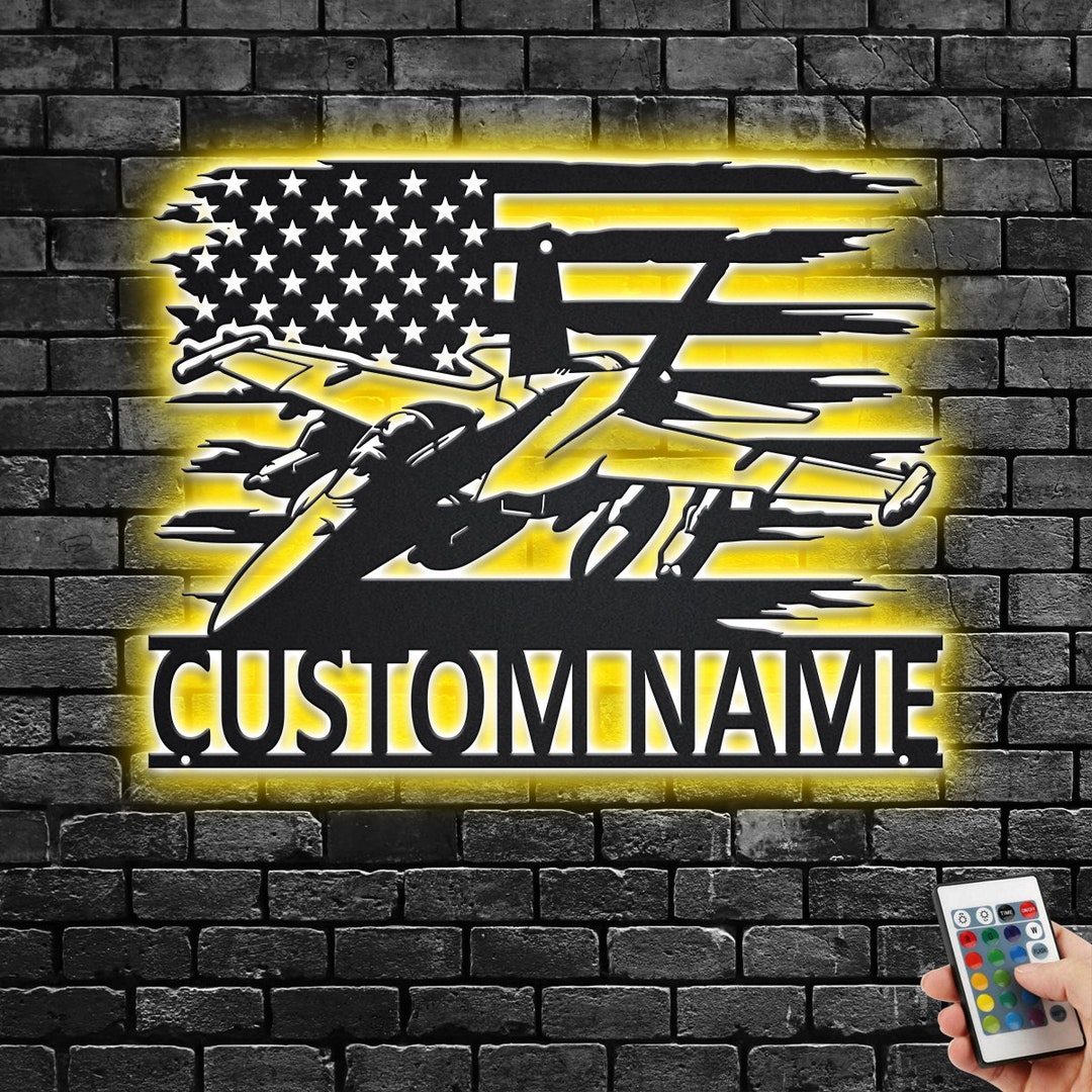 Custom US Fighter Jet Metal Wall Art With LED Light,personalized ...