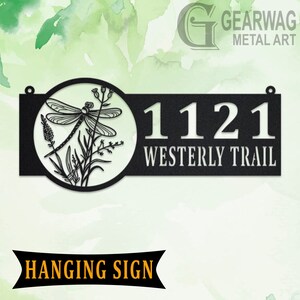 Personalized Dragonfly Metal Address Sign House Number Hanging Address ...