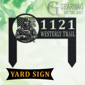 Personalized Veteran Metal Address Sign: Hanging House Number Plaque - Etsy