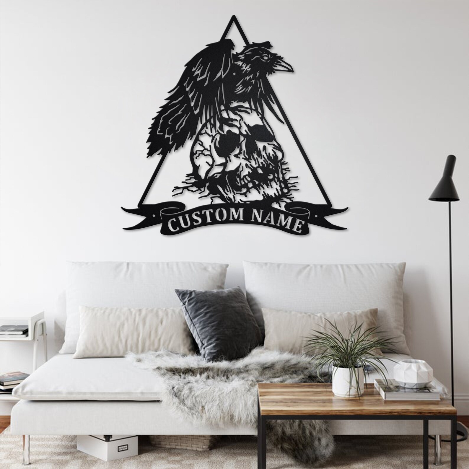 Custom Raven With Skull Metal Wall Art Personalized Raven | Etsy