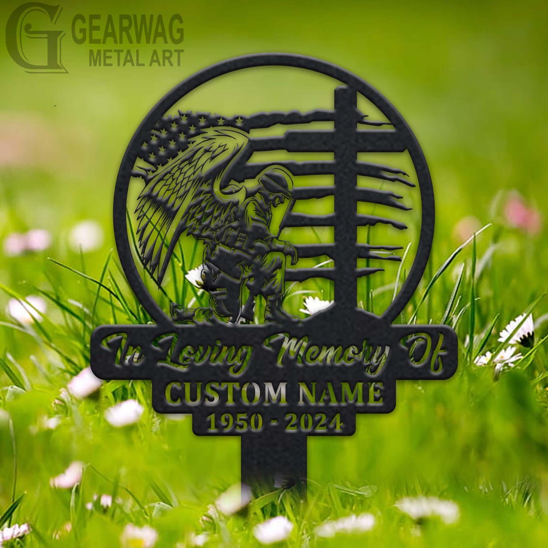 Custom Soldier Memorial Stake, Metal Stake, Outdoor Decor, in Loving ...