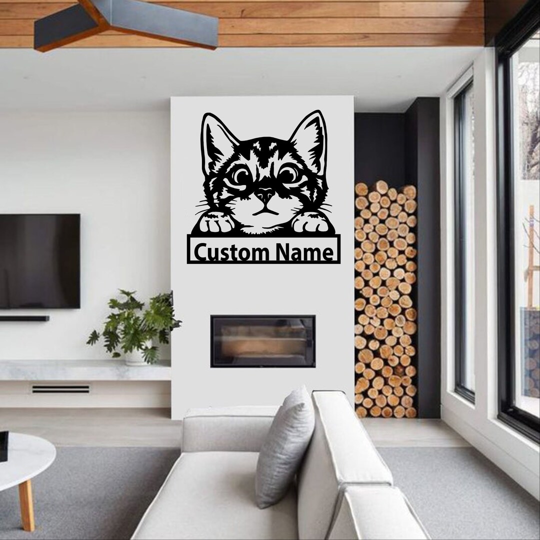 Personalized Cute Cat Metal Sign | Metal Wall Art | Cat Decor | Office ...