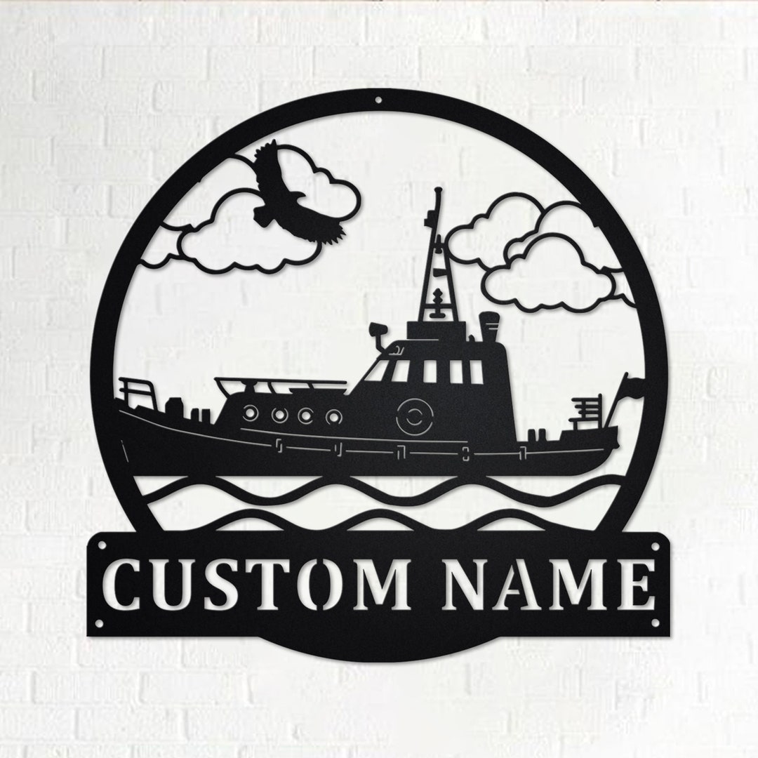 Custom Tugboat Metal Wall Art, Personalized Tugboat Name Sign ...
