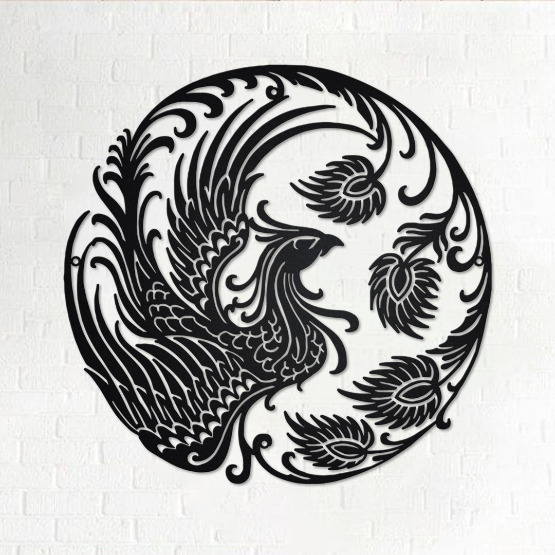 Phoenix Metal Wall Art, Phoenix Sign Decoration for Living Room ...