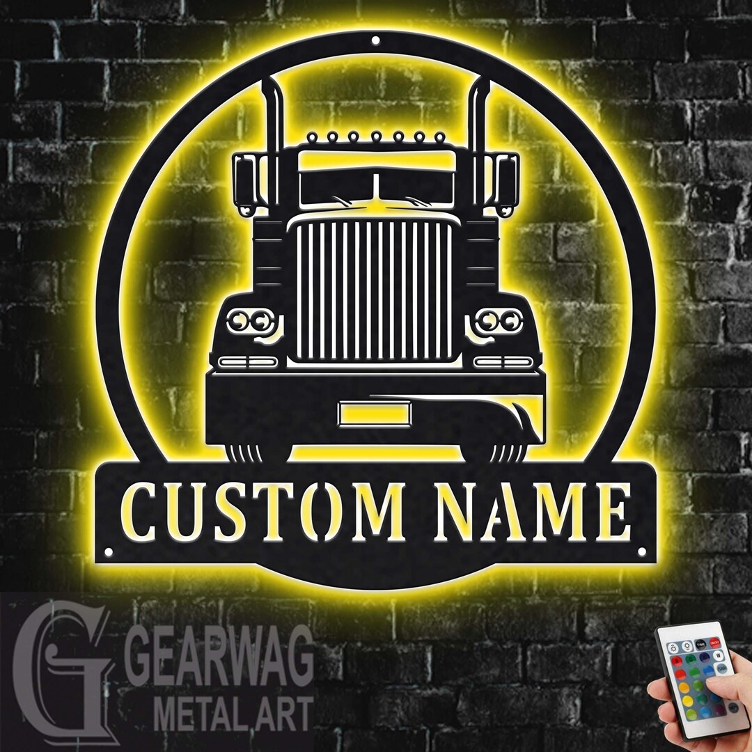 Custom Semi Truck Metal Sign With LED: Personalized Trucker Decor - Etsy