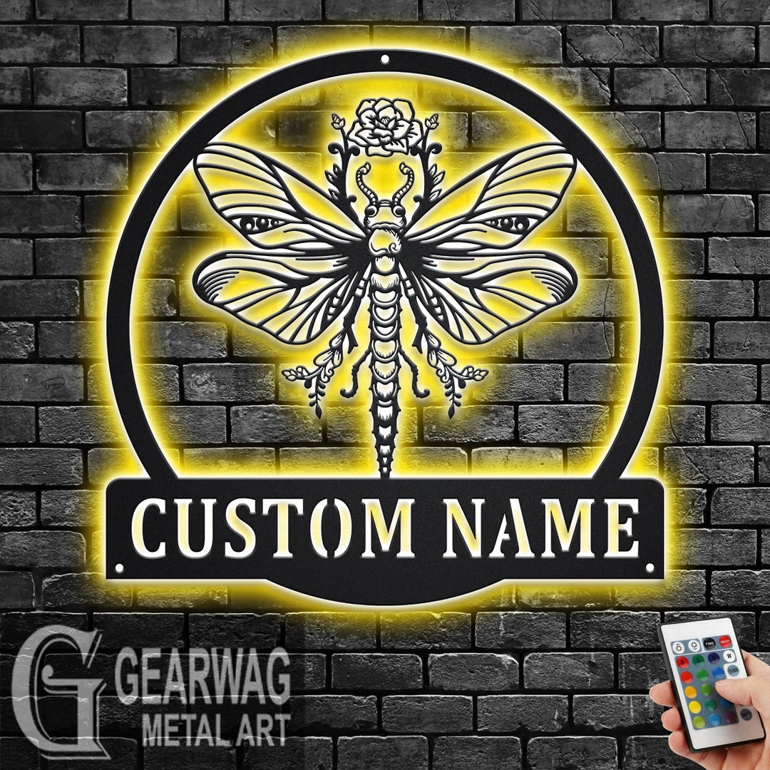 Custom Dragonfly Metal Sign With LED Lights: Personalized Room Decor - Etsy