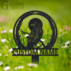 Personalized Black Crow Garden Sign, Metal Yard Art, Custom Raven Bird ...