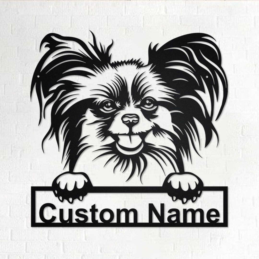 Custom Papillon Dog Metal Wall Art, Personalized Papillon Name Sign ...