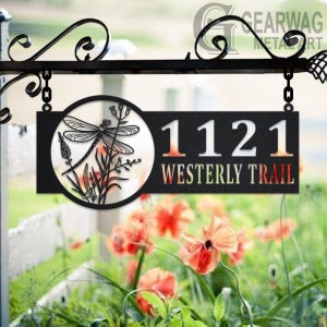 Personalized Dragonfly Metal Address Sign House Number Hanging Address ...