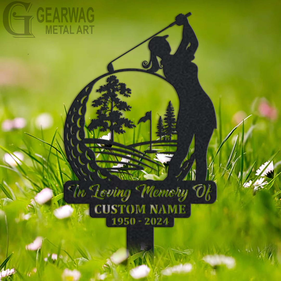 Custom Female Golfer Memorial Stake: Metal Garden Sympathy Sign - Etsy