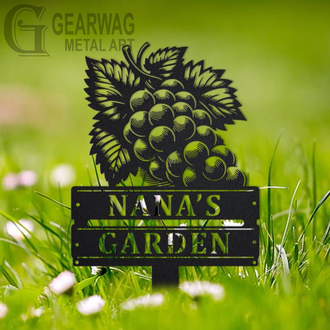 Personalized Metal Grapes Garden Stake: Custom Engraved Sign - Etsy