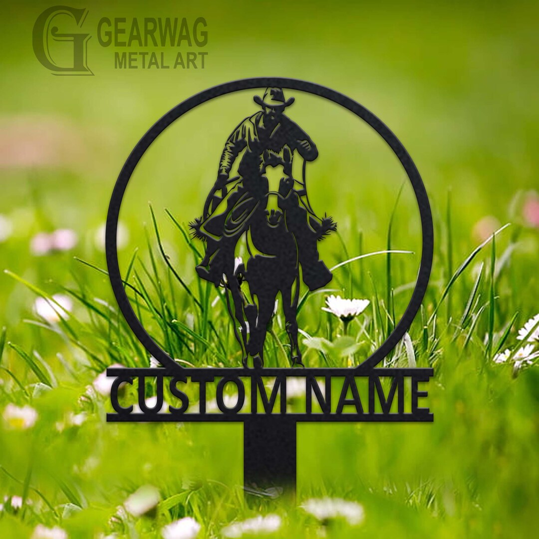 Personalized Cowboy Metal Garden Sign: Custom Yard Art - Etsy