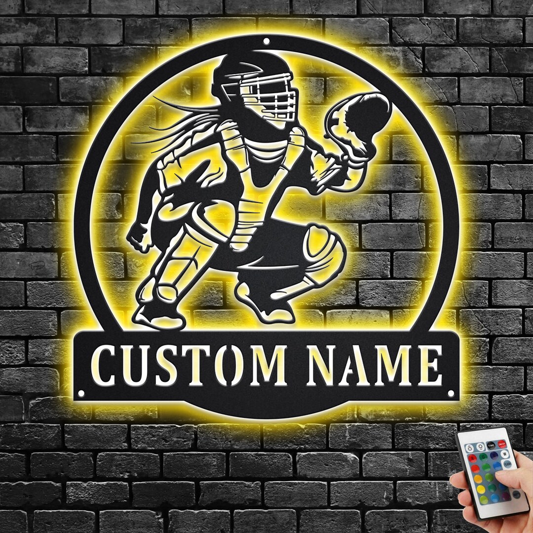 Custom Softball Metal Wall Art: LED Personalized Name Sign - Etsy