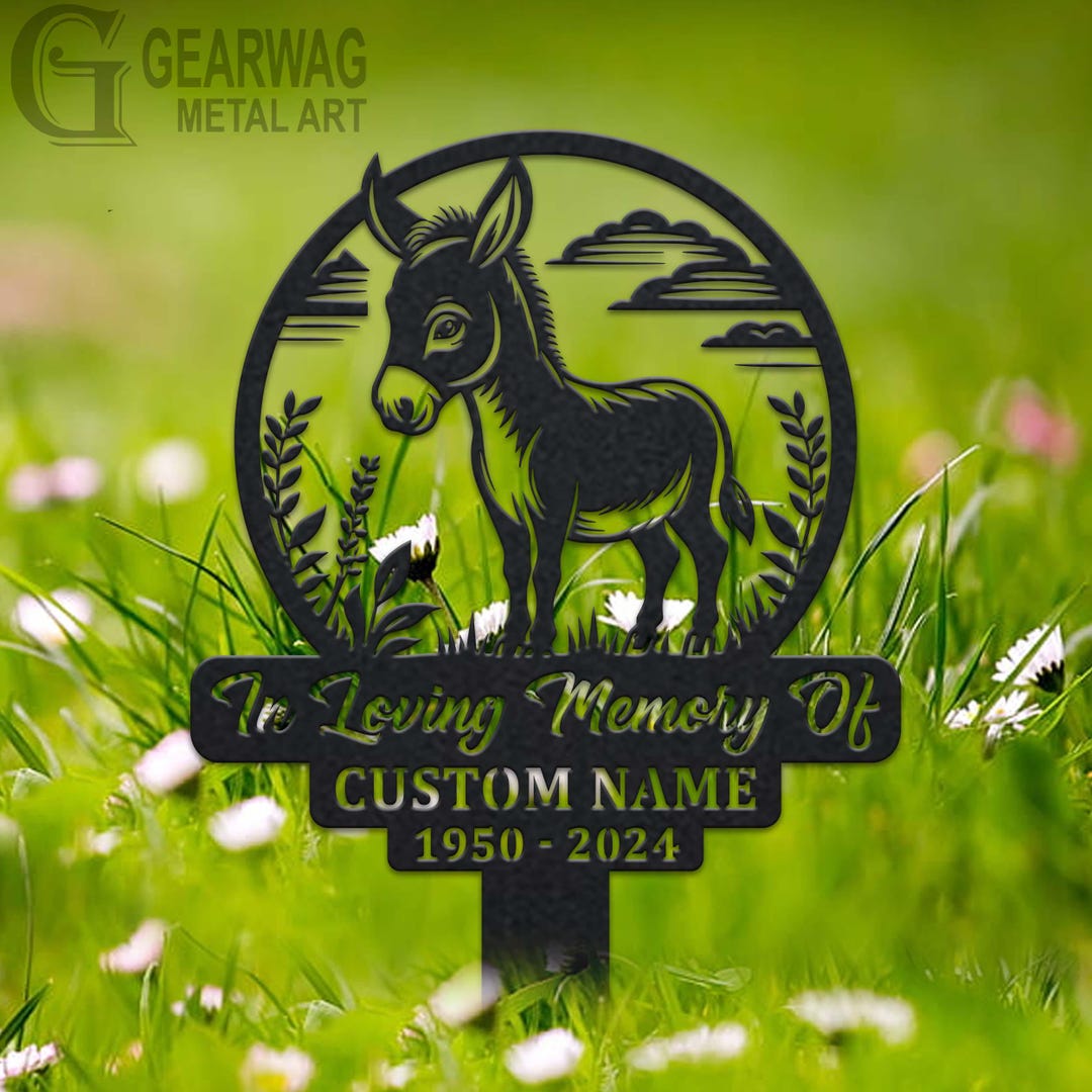 Custom Donkey Memorial Stake, Metal Stake, Outdoor Decor, in Loving ...