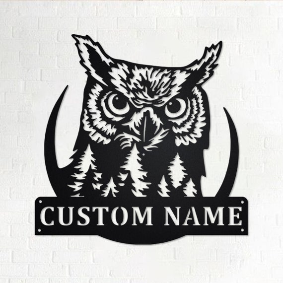 Custom Owl Metal Wall Art Personalized Owl Name Sign | Etsy
