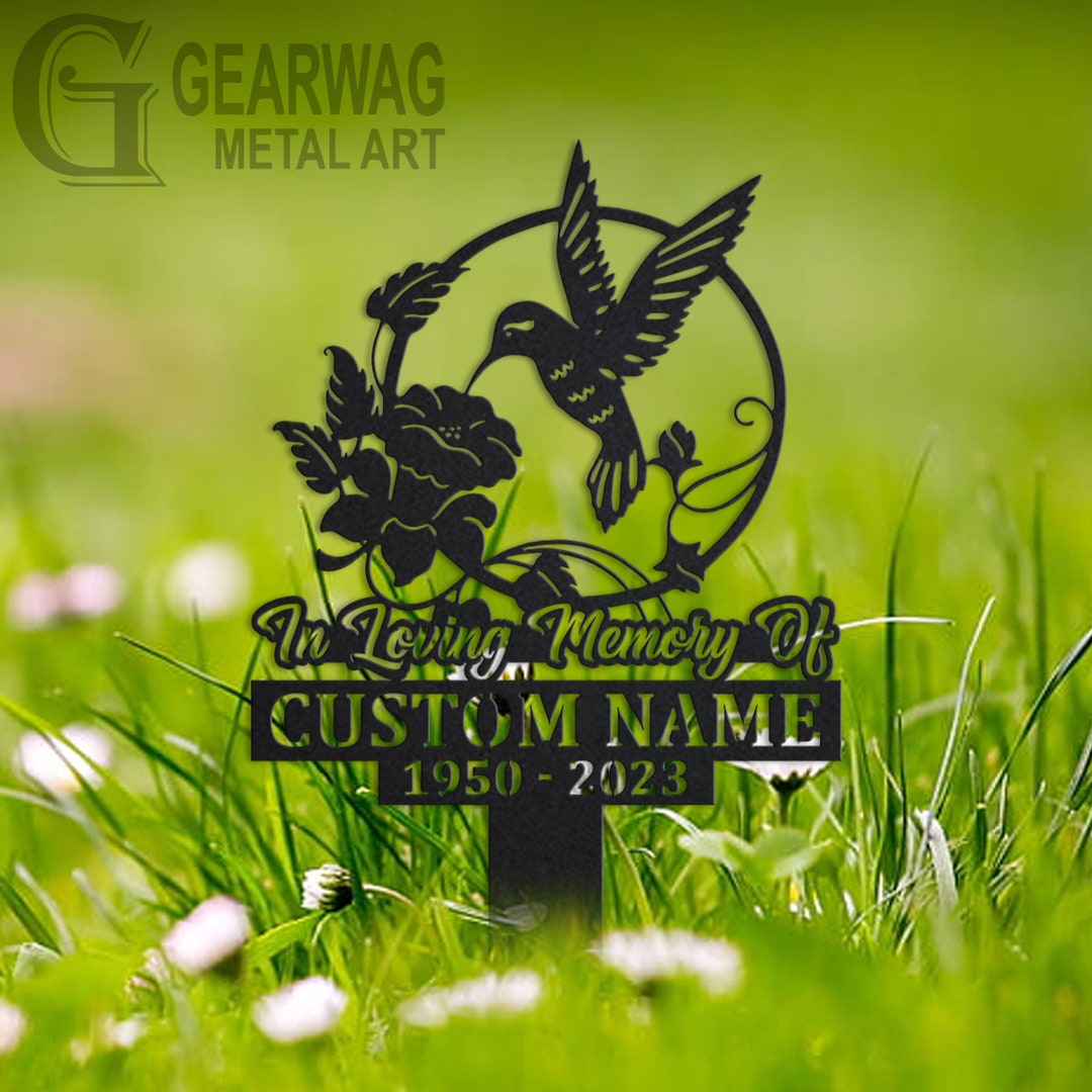 Custom Hummingbird Memorial Stake: Metal Garden Grave Marker - Etsy