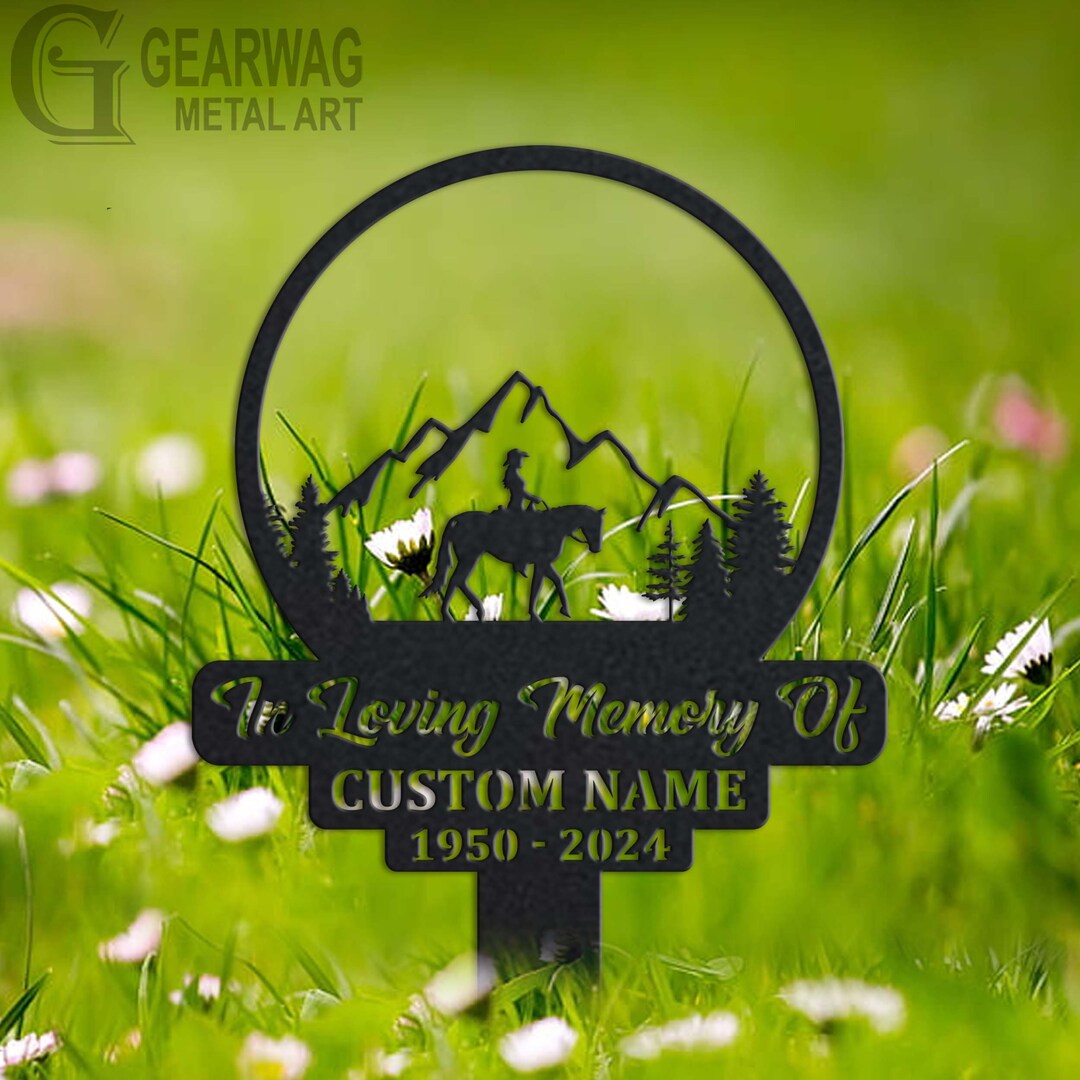 Custom Horses Memorial Stake, Metal Stake, Outdoor Decor, in Loving ...