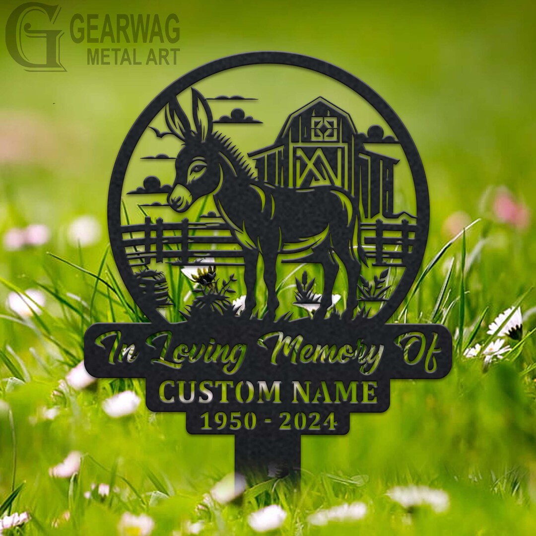Custom Donkey Memorial Stake, Metal Stake, Outdoor Decor, in Loving ...