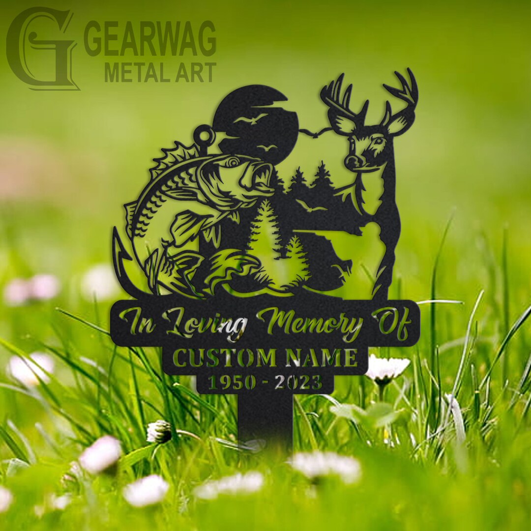 Custom Deer Hunter Memorial Stake: Metal Outdoor Grave Marker - Etsy