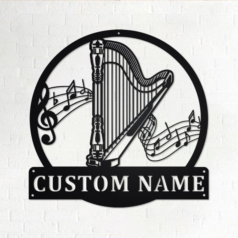 Custom Harp Musical Metal Wall Art Personalized Harp Musical - Etsy