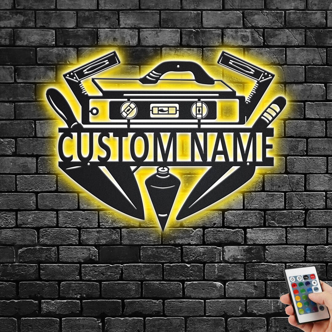 Custom Mason Tools Metal Wall Art With LED Light - Etsy